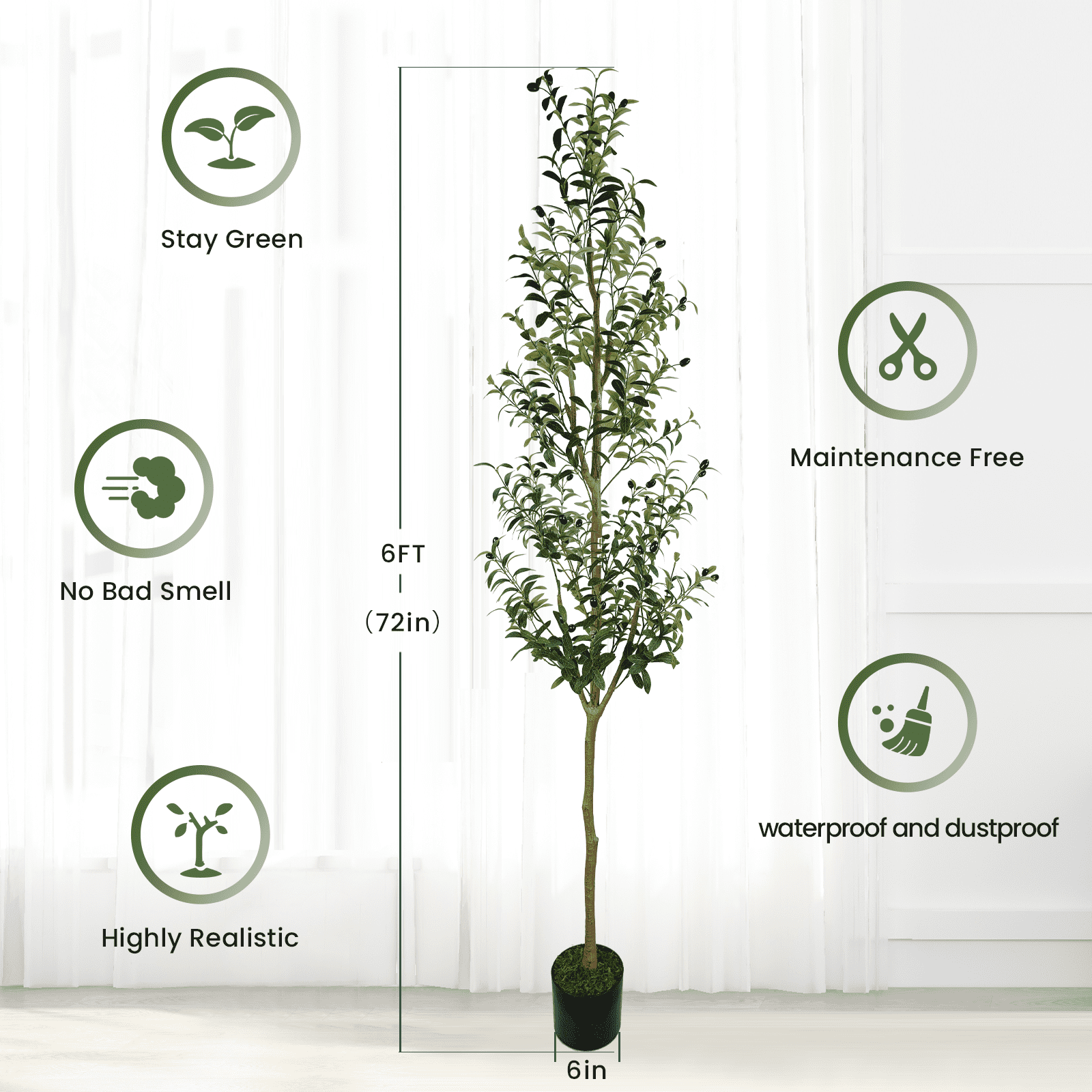 Faux Olive Tree, 7FT(83in) Artificial Olive Trees Silk Artificial ...