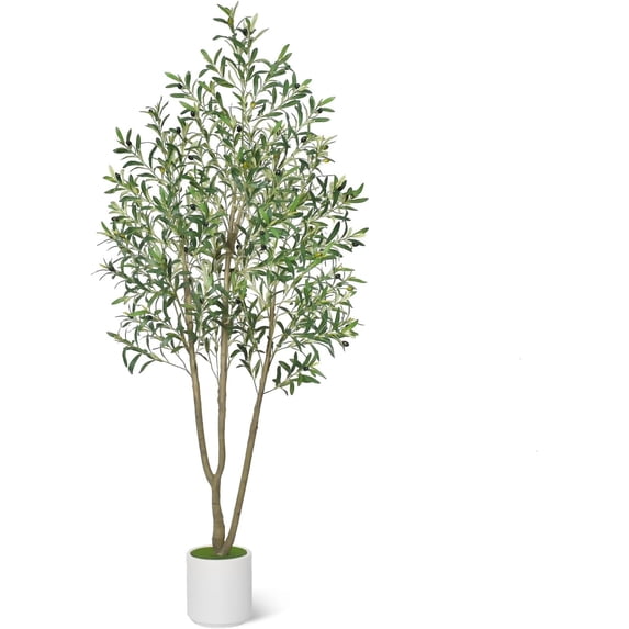 Faux Olive Tree 7FT Tall Olive Trees Artificial Indoor with White Tall ...