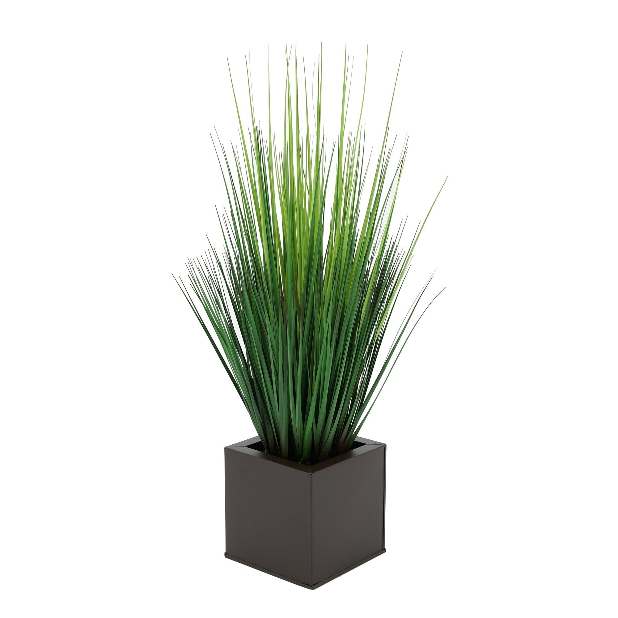 Faux PVC Grass in Square Zinc Planter Matte Brown - Walmart Business ...