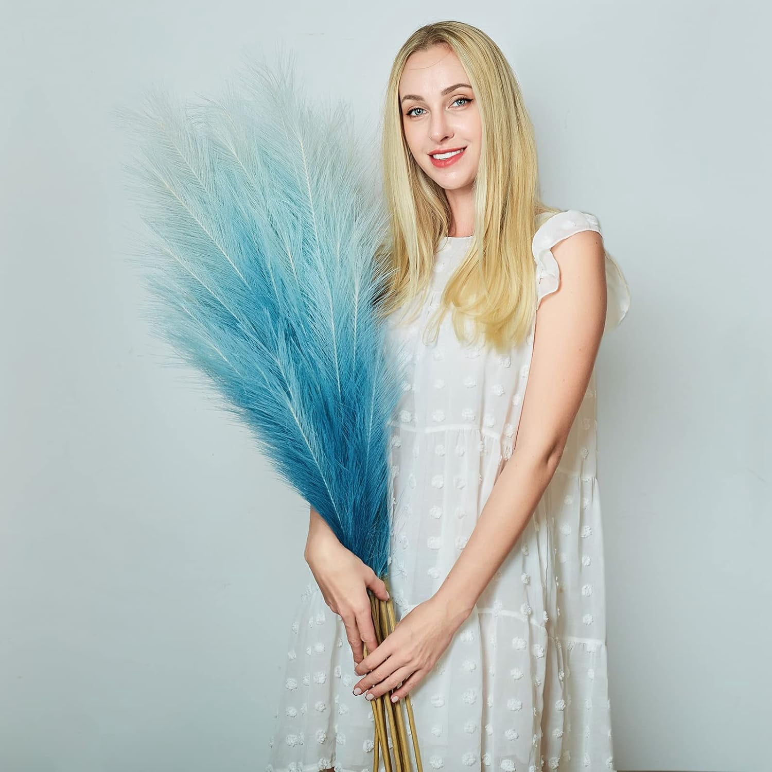 Faux Pampas Grass Decor, 6 Stems Artificial Pampas Grass - 43 inch Tall ...