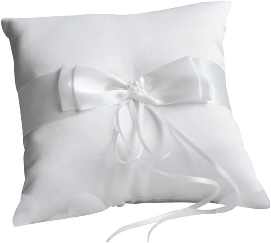 Faux Pearl Satin Ring Pillow Wedding Ring Bearer Cushion Ring Display ...