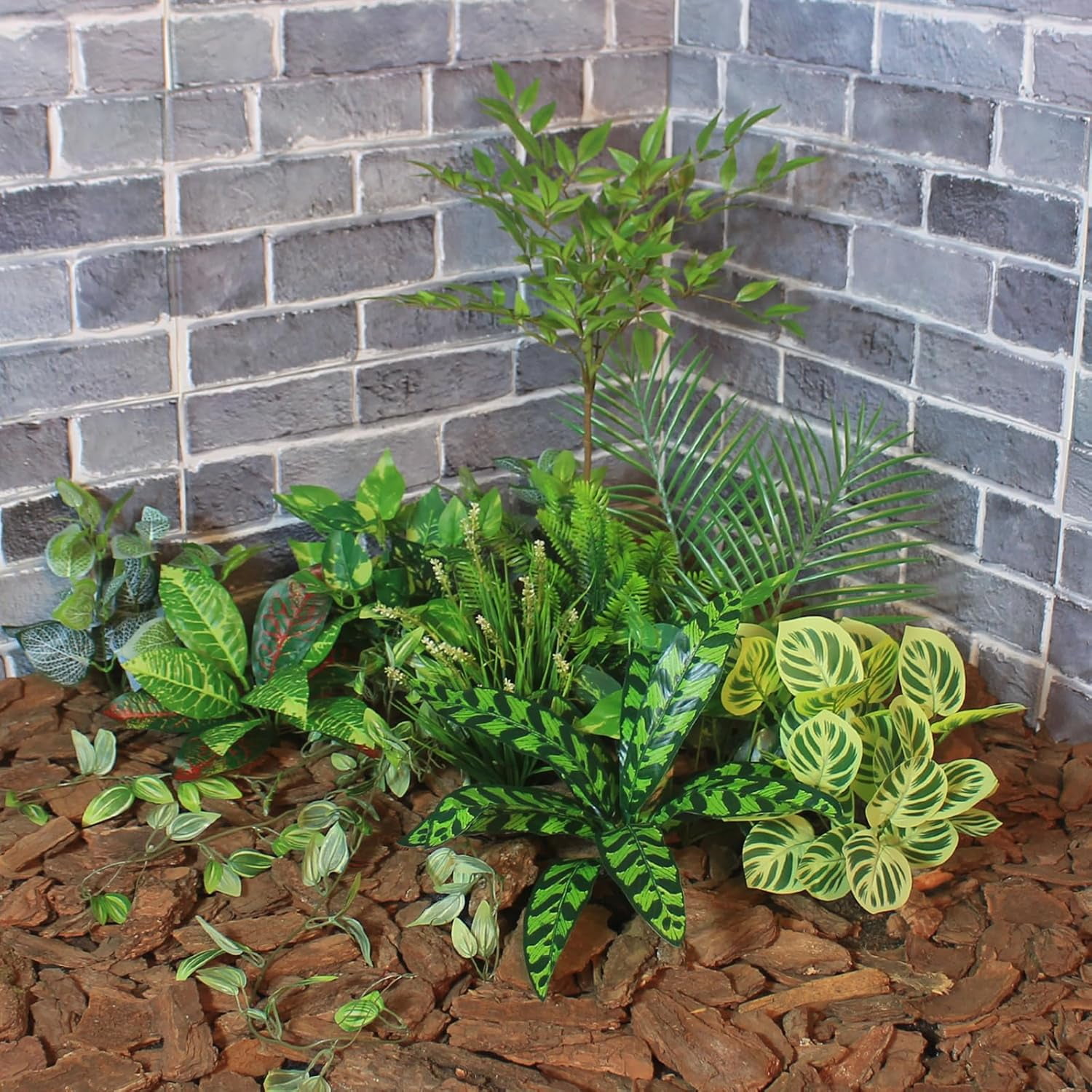 Faux Plants Outdoor 14 in 1 Set Fake Bushes UV Resistant Green Boxwood ...
