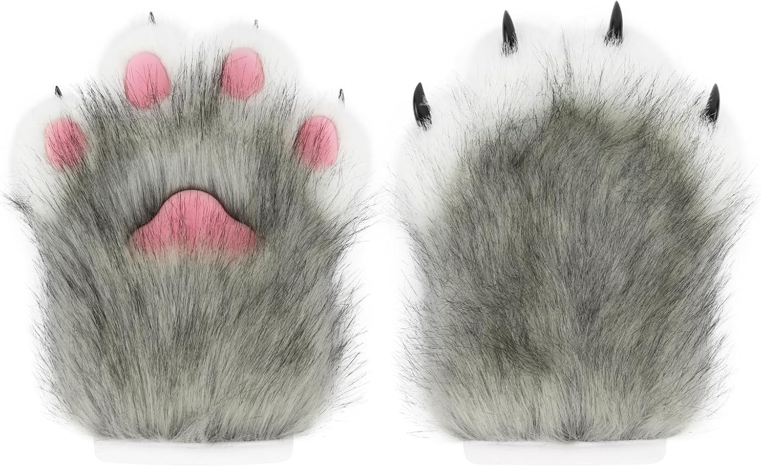 Faux Plush Furry Claw Gloves Fursuit Fox Paws Mittens Halloween Costume ...