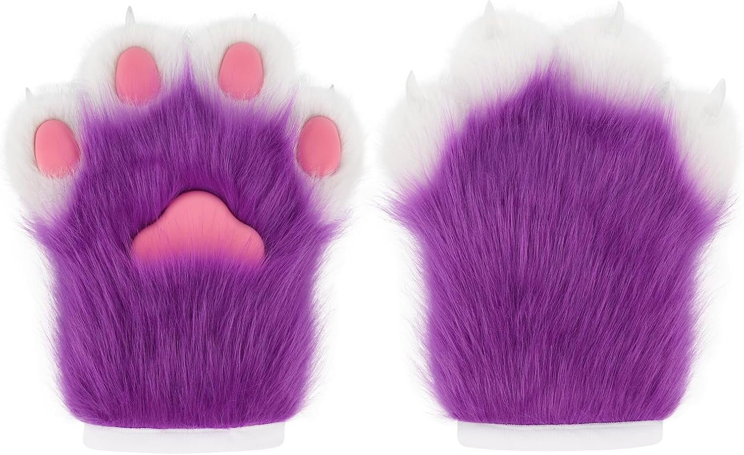 Faux Plush Furry Claw Gloves Fursuit Fox Paws Mittens Halloween Costume ...