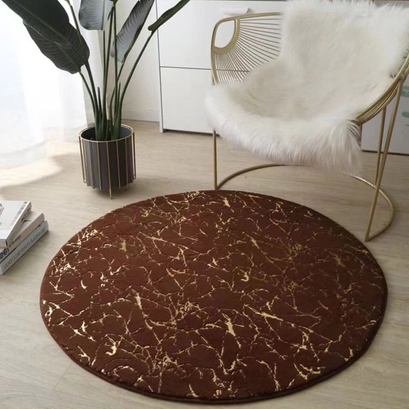 Faux Rabbit Fur Carpet For Living Room Red Gold Round Soft Fluffy ...
