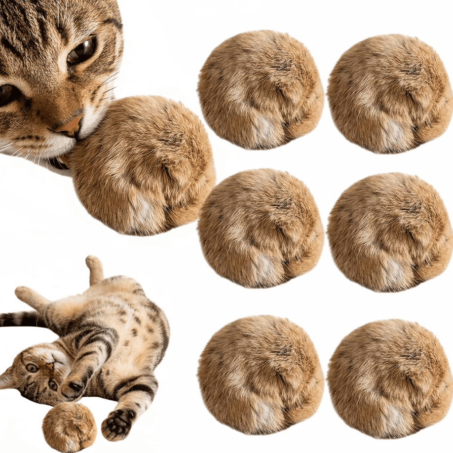 Faux Rabbit Fur Cat Toy Ball - Natural Catnip Infused Teaser Ball for ...