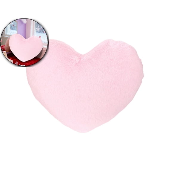 Faux Rabbit Fur Heart-Shaped Throw Pillow – 13x9.8in Ultra-Soft ...