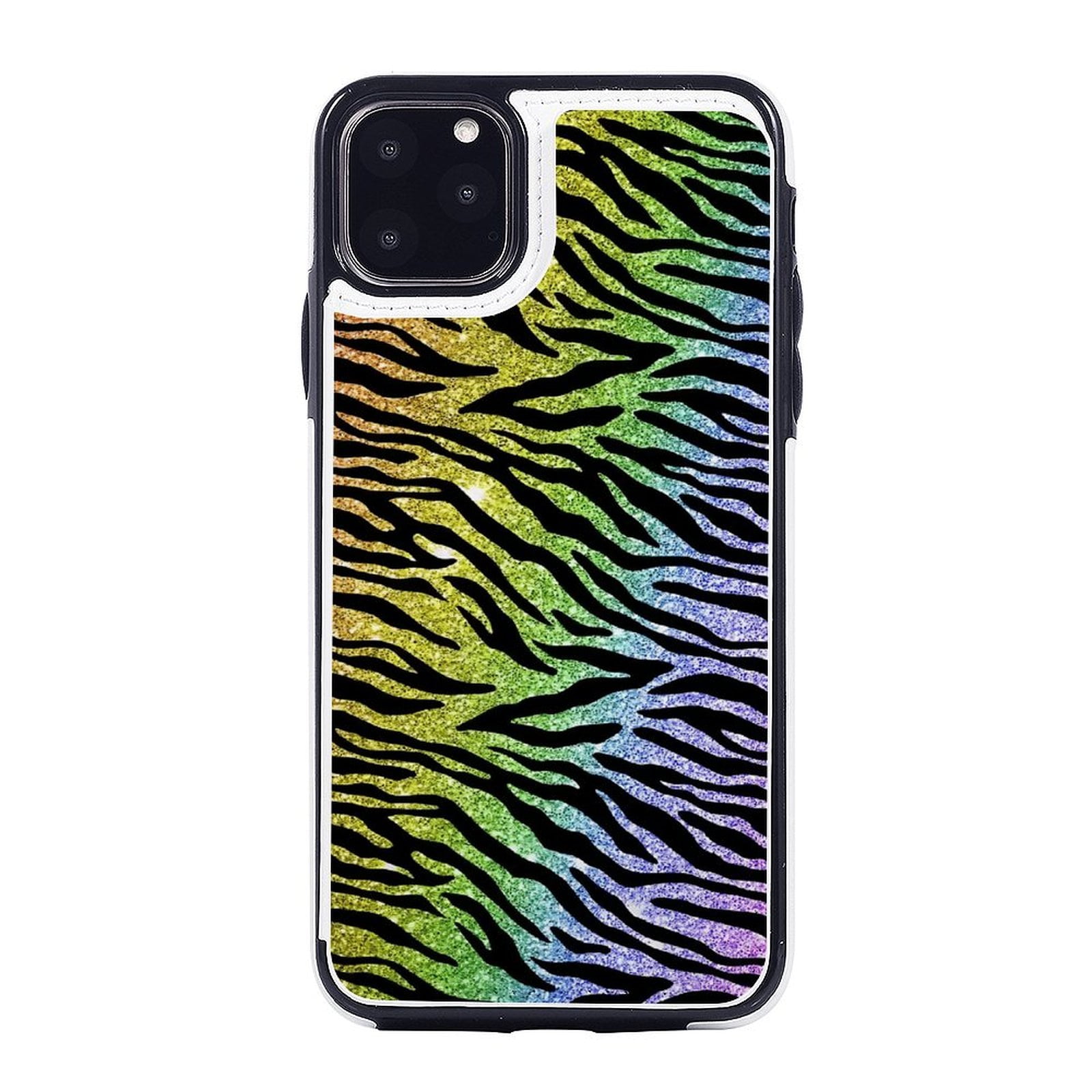 Faux Rainbow Glitter Tiger Stripe Leather Wallet Case for iPhone 16 15 ...