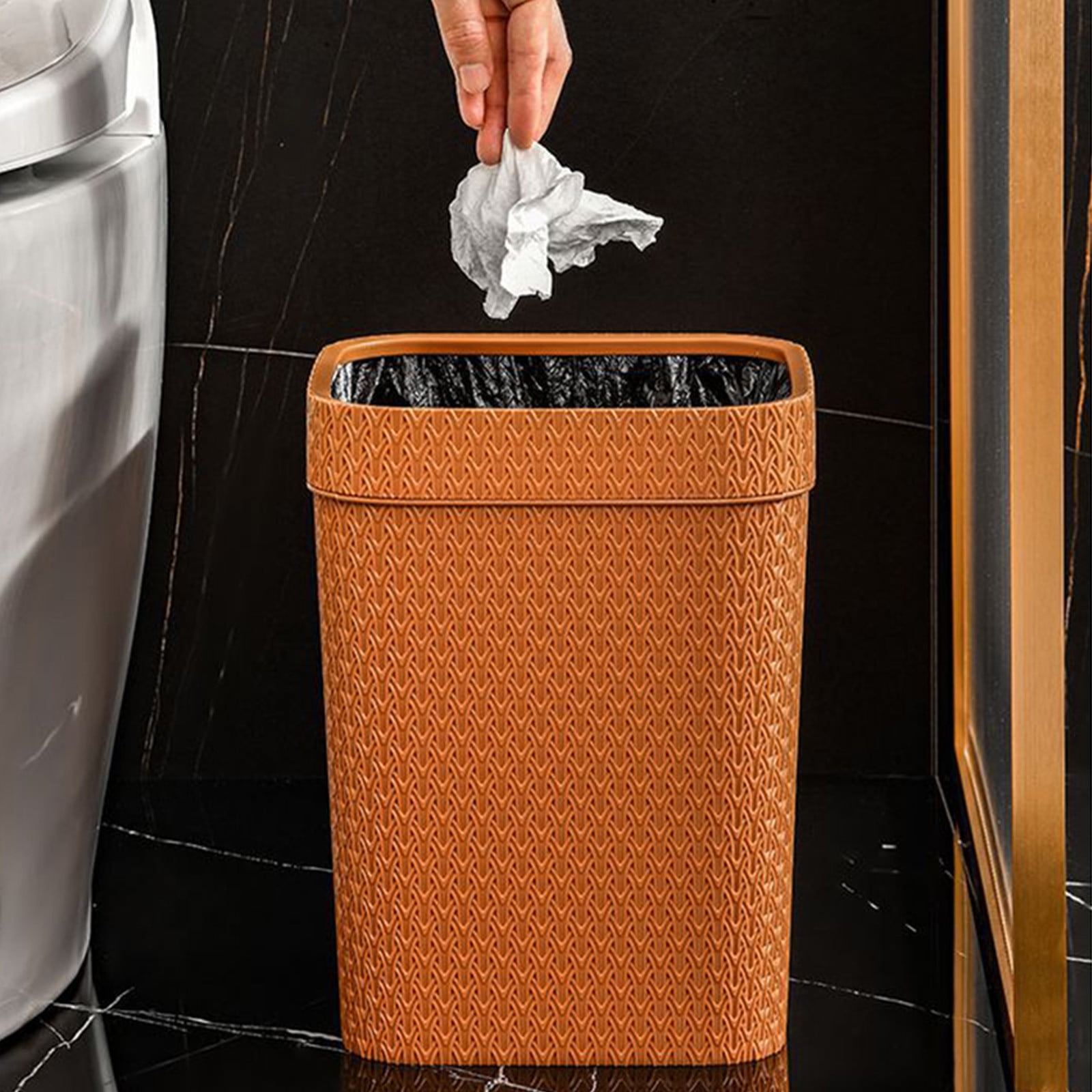 Faux Rattan Home Large Trash Can 8.27×9.06×11.81Inch Square Wicker ...