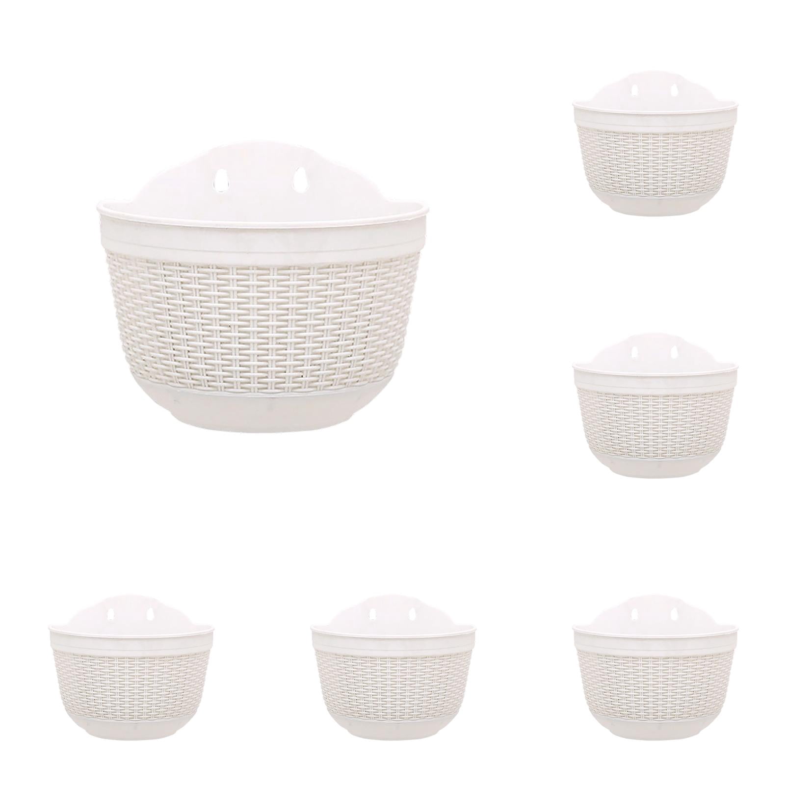 Rattan Wall Hanging Planter Semicircle Basket Container, with Drainage ...
