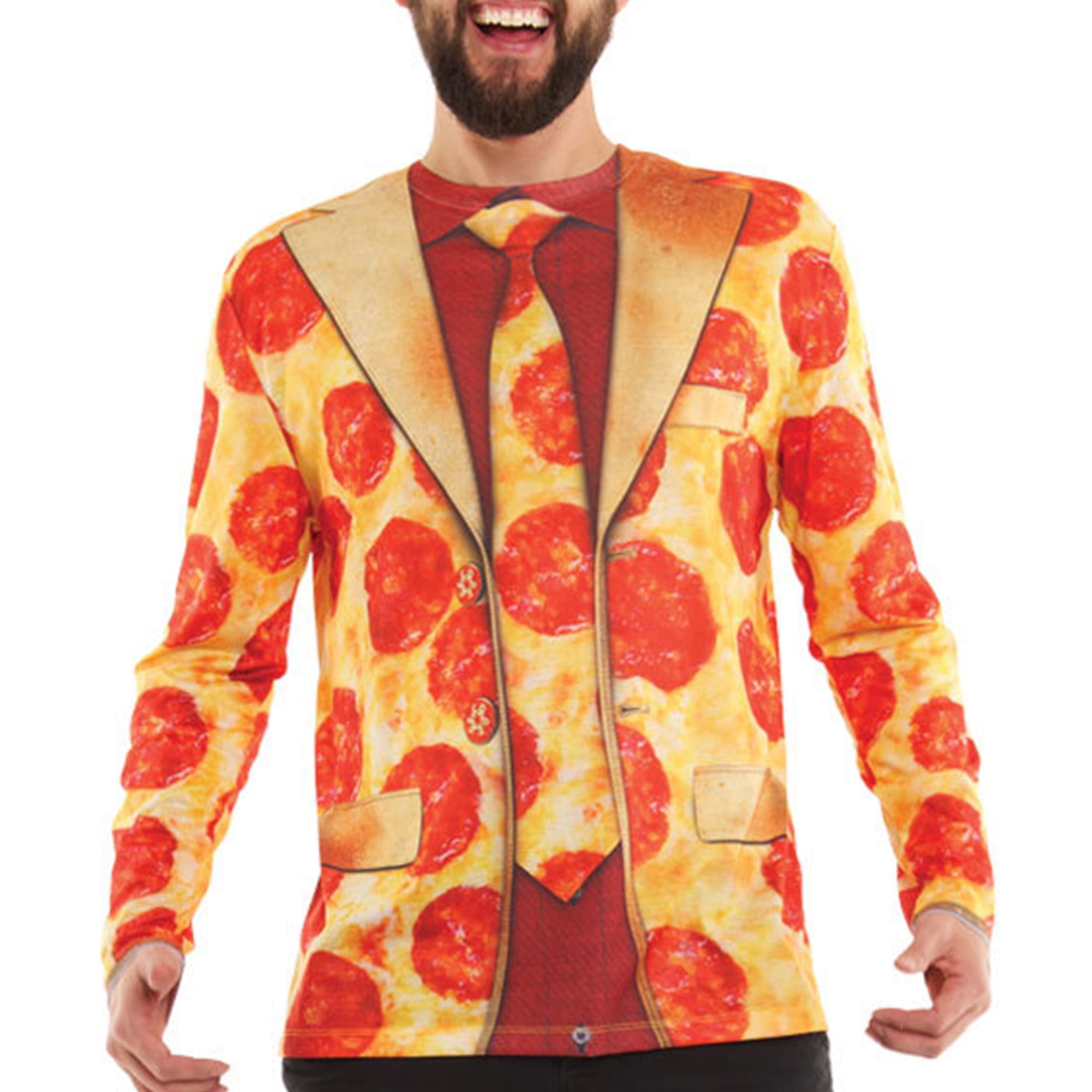 Faux Real Mens Pizza Suit Long Sleeve T-Shirt (Small, Pizza Suit ...