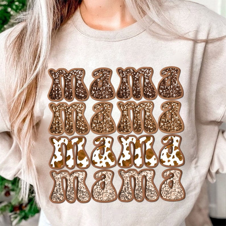 Faux Sequins Mama Faux Embroidery mama Pink Mama sublimation Design ...