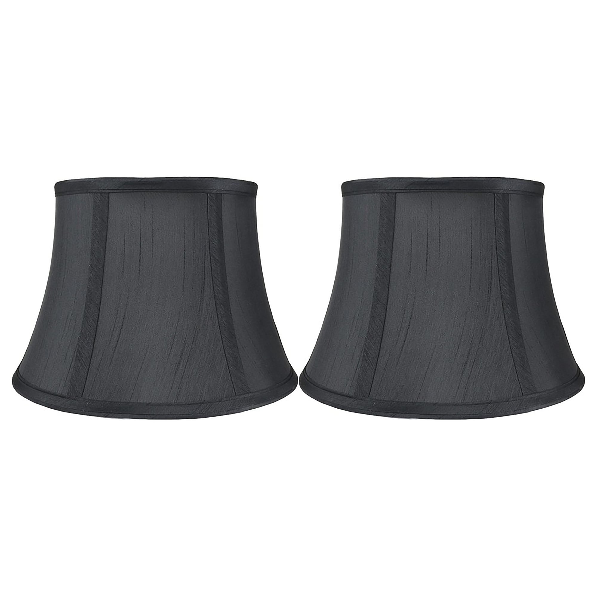 Faux Silk Bell Lamp Shade, 7" Top, 10" Bottom, 7" Slant Black Set of 2 ...
