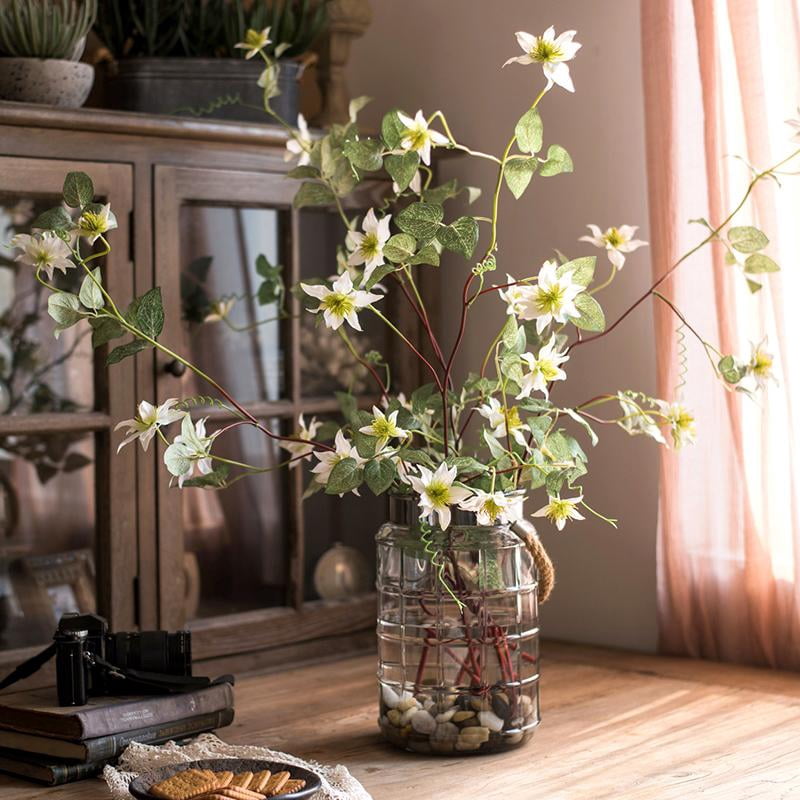 Faux Silk German Clematis Flower Stem in White 40" Tall - Walmart.com
