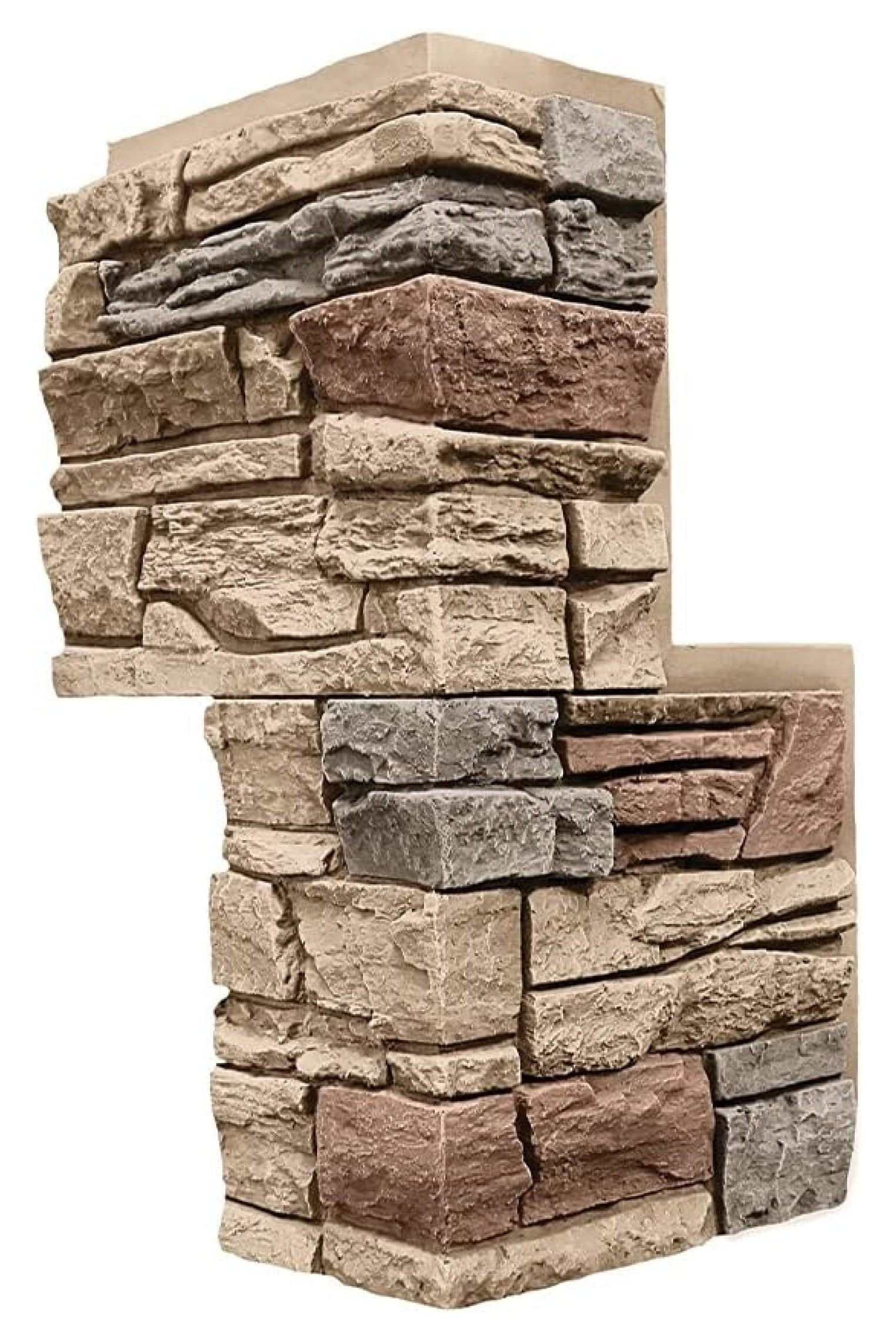 Faux Stacked Stone 90 Degree Outside Corner Panel 22.5" x 12" in Desert ...