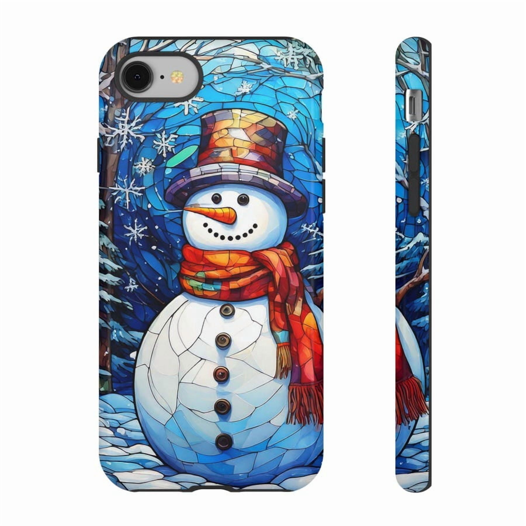 Faux Stained Glass Christmas Snowman Phone Case for 17 16 15 14 13 12 ...