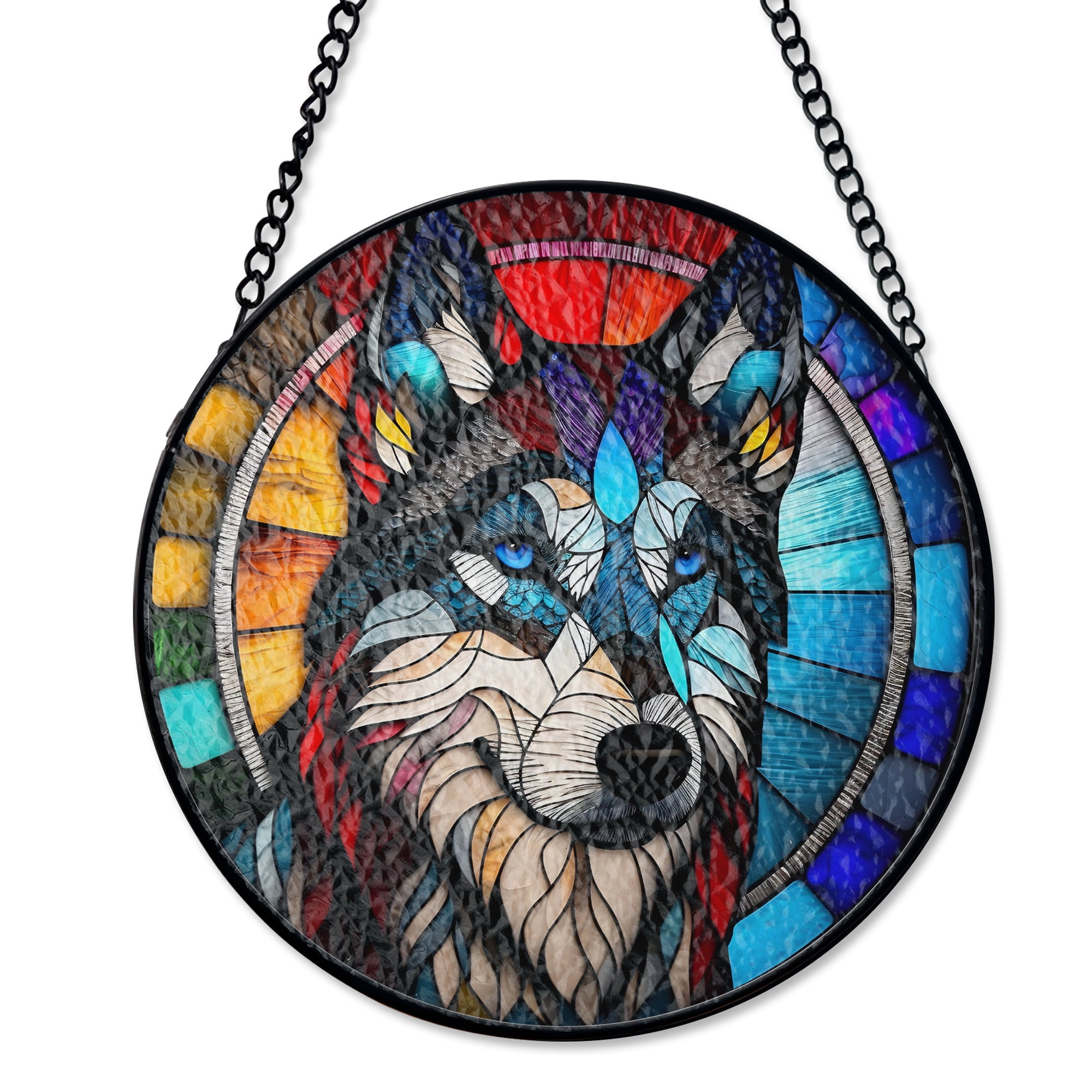 Faux Stained Glass Husky Wreath Sign, Dog Wreath Sign, Sugar Pepper ...
