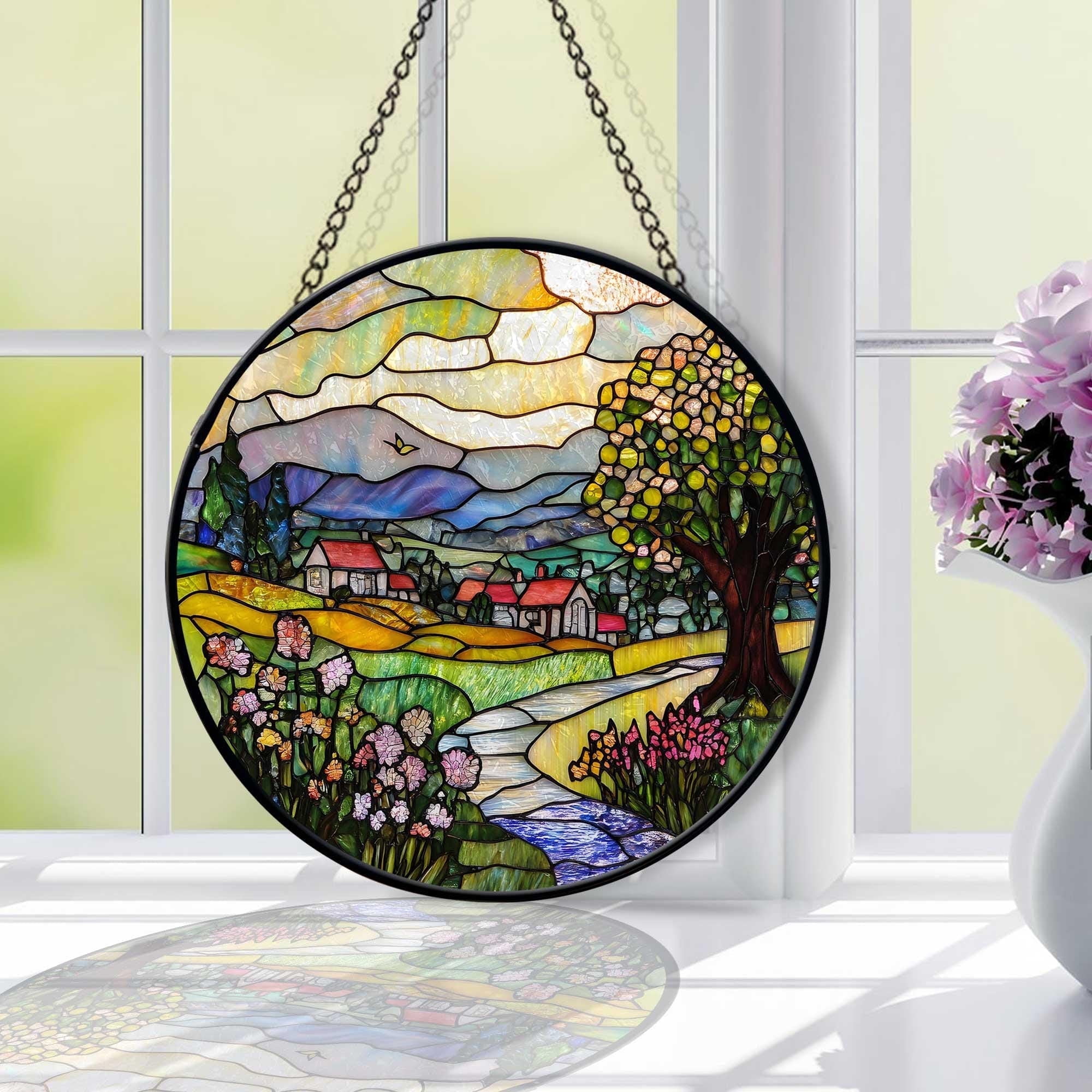 Faux Stained Glass Meadow Suncatcher, Meadow Glass Art, Stained Glass ...