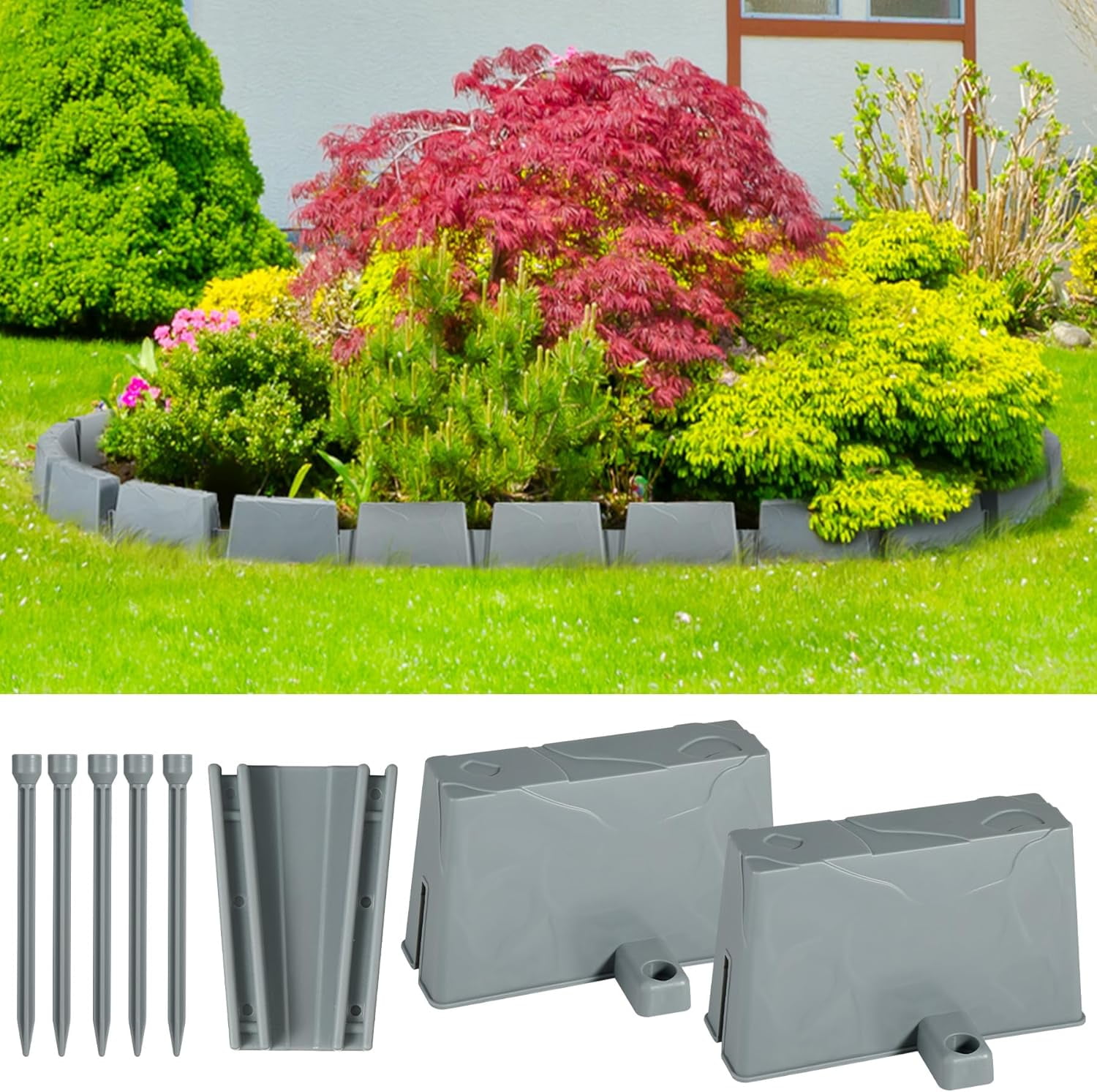 Faux Stone Landscape Edging Border, Plastic Garden Edging Border No Dig ...