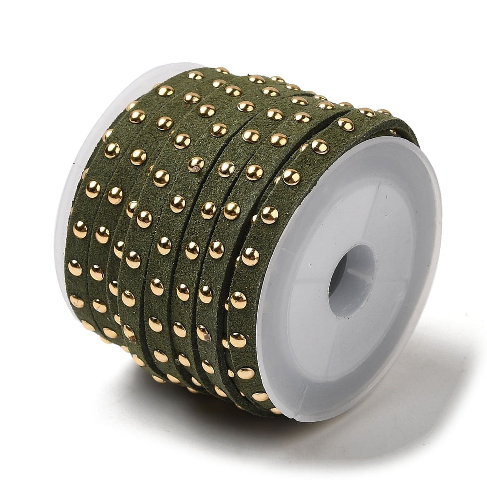 Faux Suede Cord with Golden Tone Alloy Rivet For Punk Rock Jewelry ...