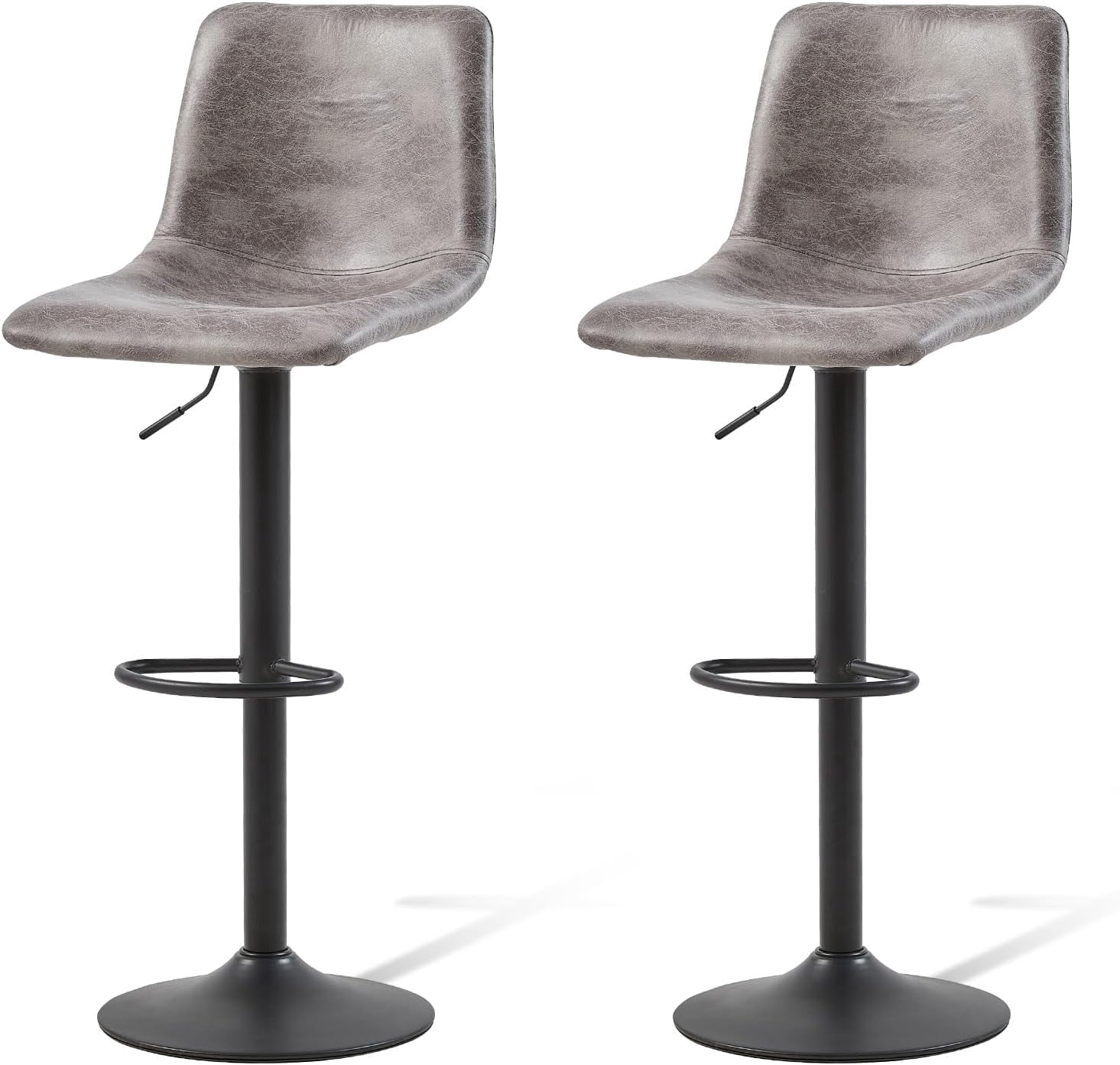 Faux Suede Leather Bar Stools Set of 2, Height Adjustable Barstools ...