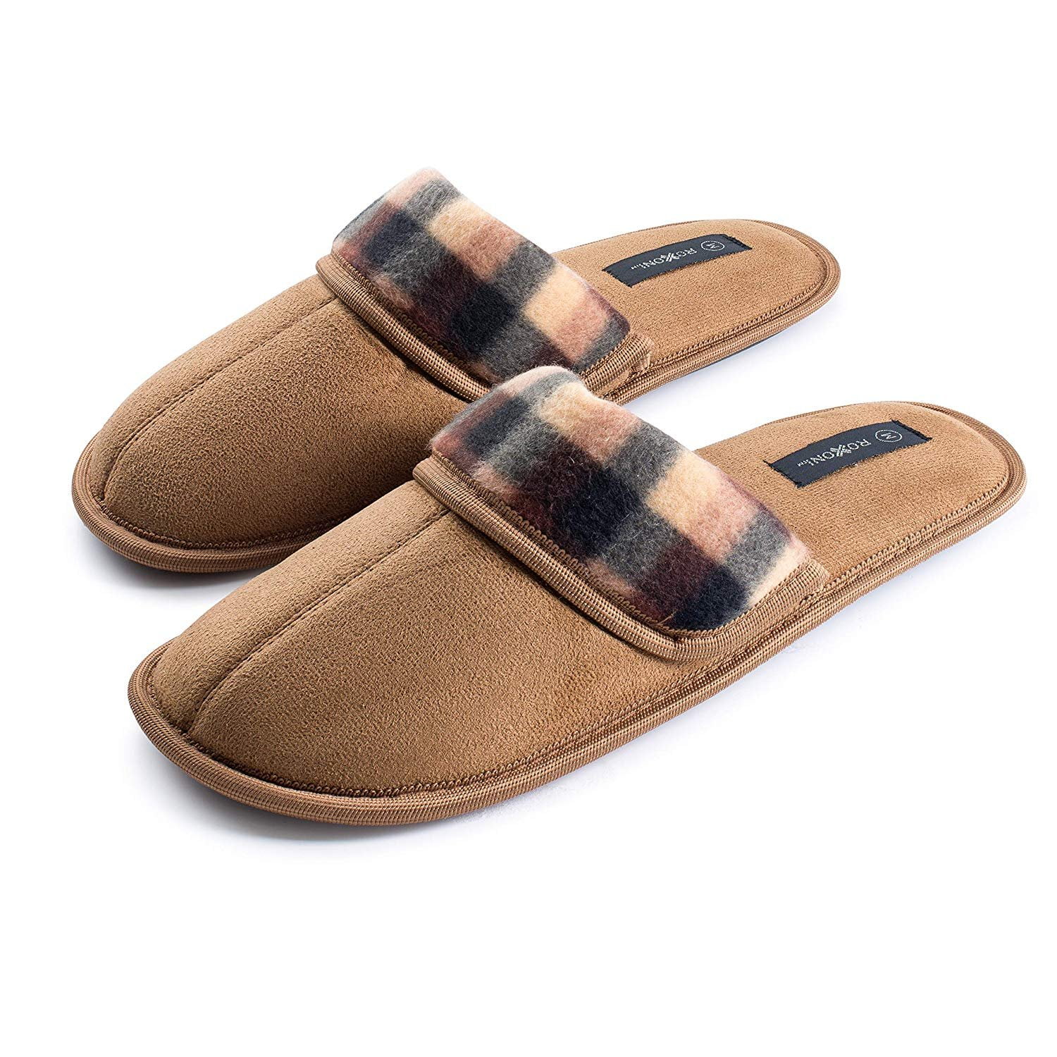 Faux Suede Scuff Slide Slipper With Ultra Soft Fabric Stylish Grids ...
