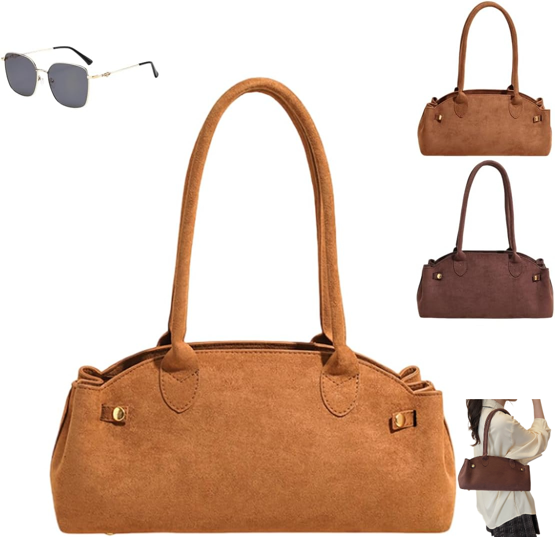 Faux Suede Shoulder Bag for Women,Boho Chic Woven Crossbody Purse with ...