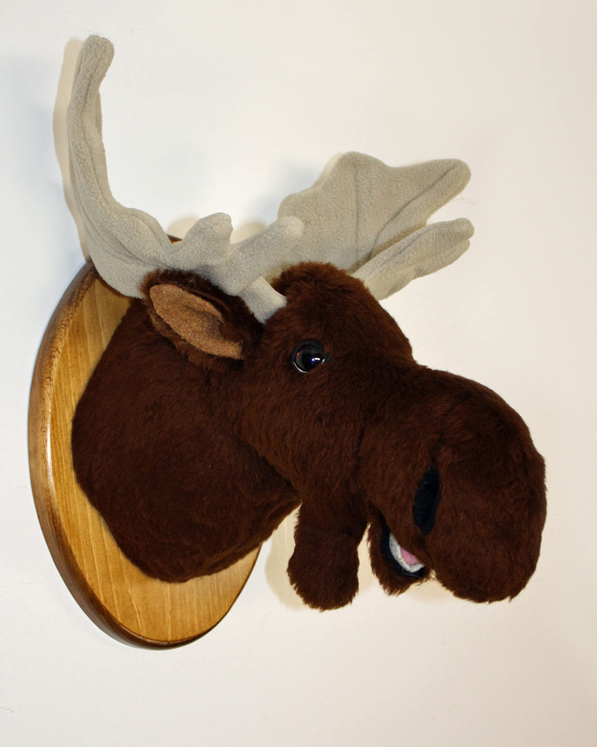 Faux Taxidermy Moose Head Shorty Medium Plaque Mount, Plush Animal Wall ...