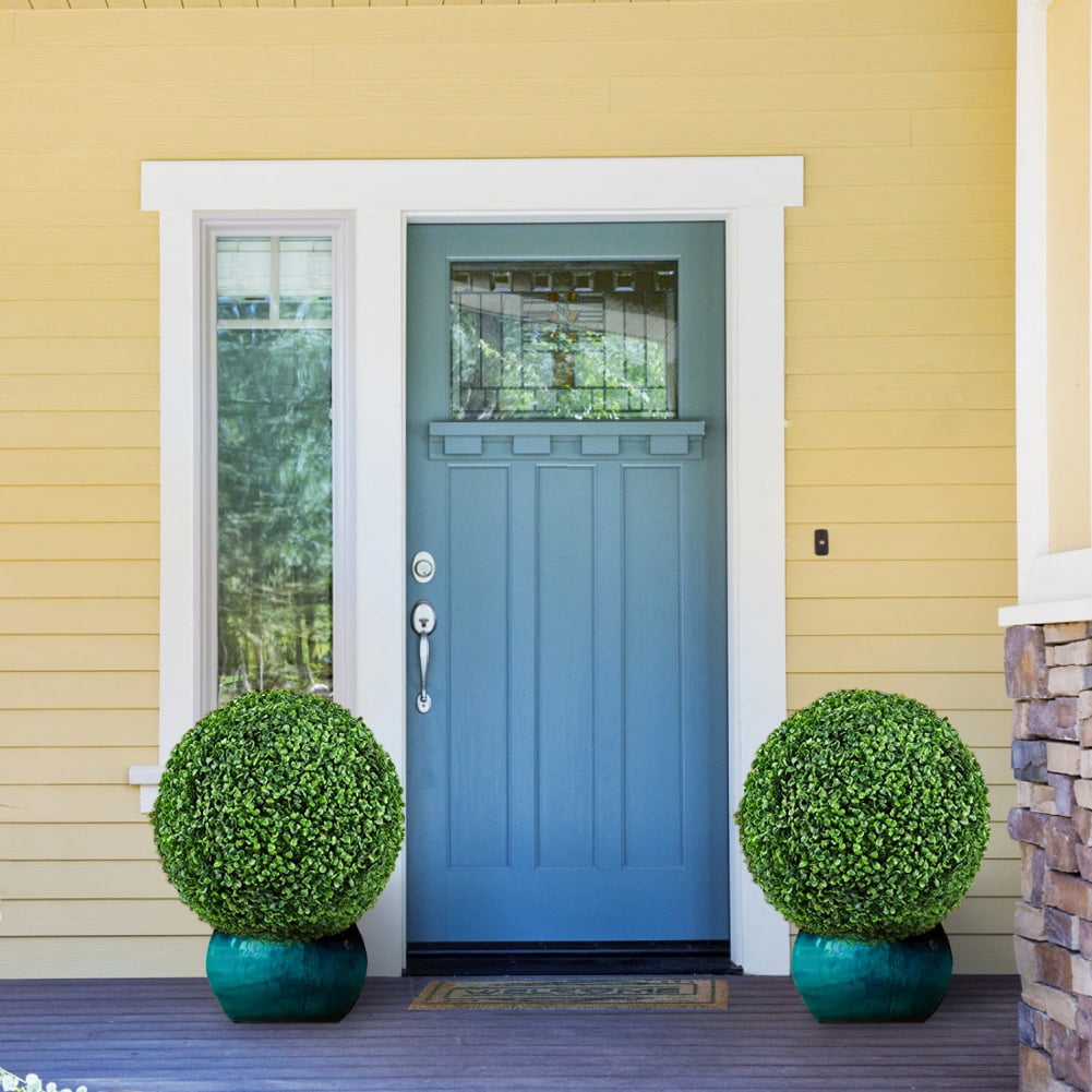 Faux Topiary Boxwood Plant – 2 Pieces Artificial Boxwood Topiary Plant ...