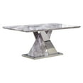 Faux White Marble Dining Table with Silver Stainless Steel Base ...