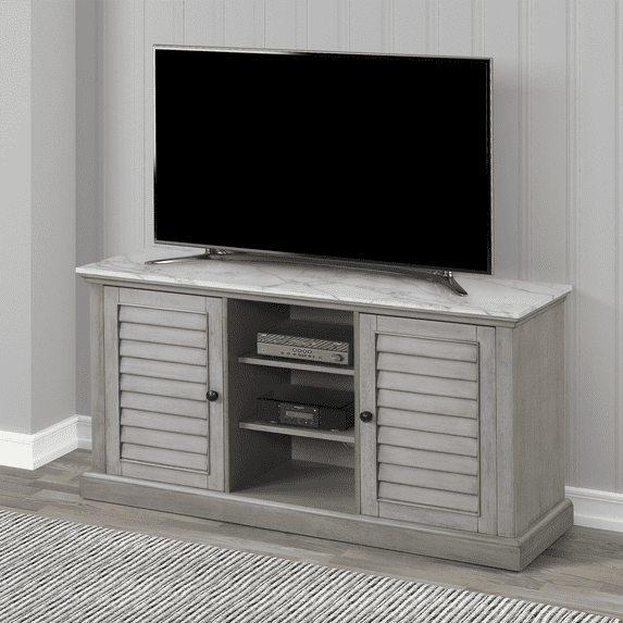 Faux White Marble TV Stand, 52" Modern Farmhouse Entertainment Center ...