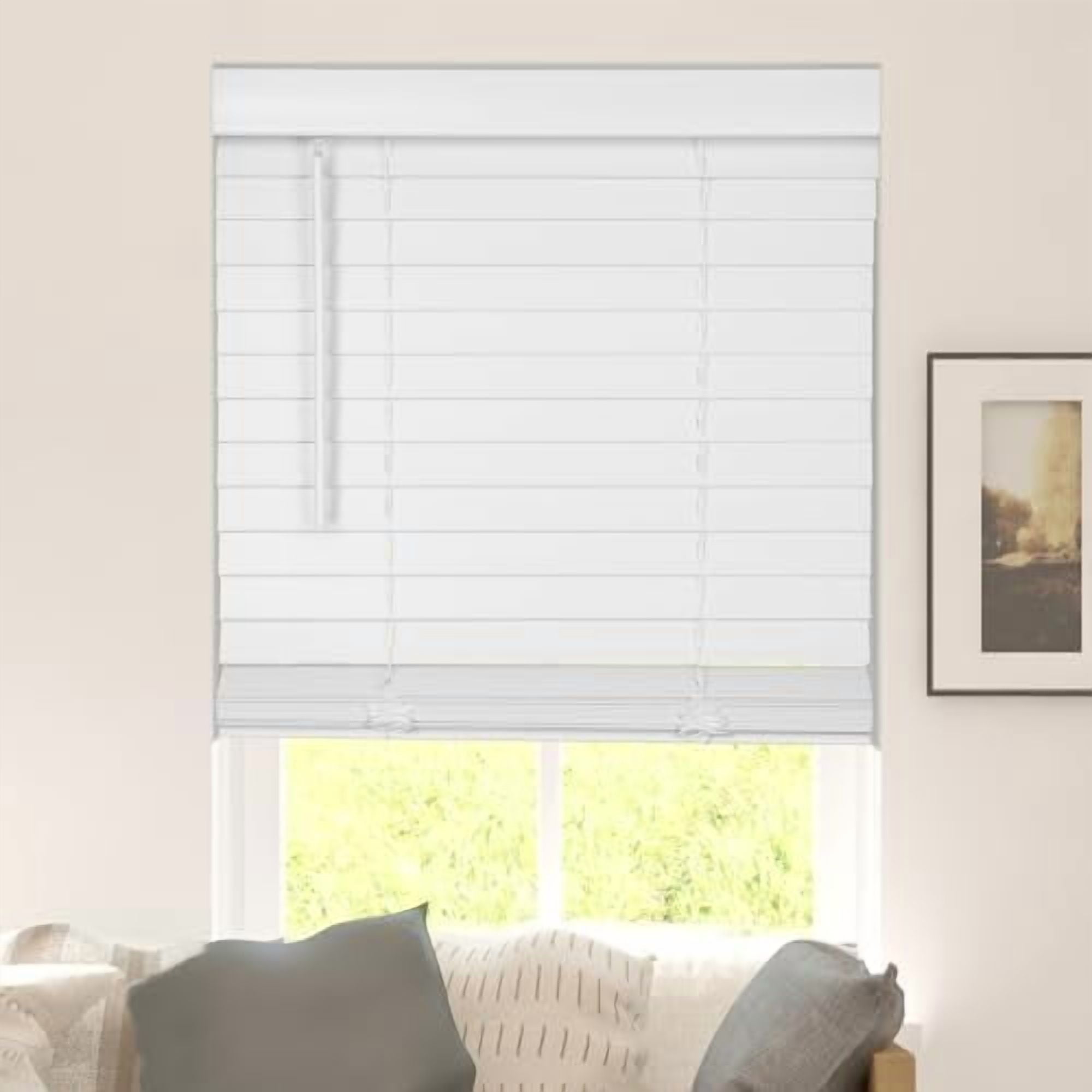 Faux Wood Blinds with Classic Valance, Cordless, 2" Slat, 28.5" W x 73 ...