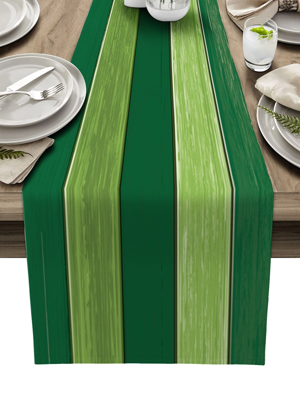 Faux Wood Grain Vintage Sage Green Wedding Decor Table Runners Coffee ...