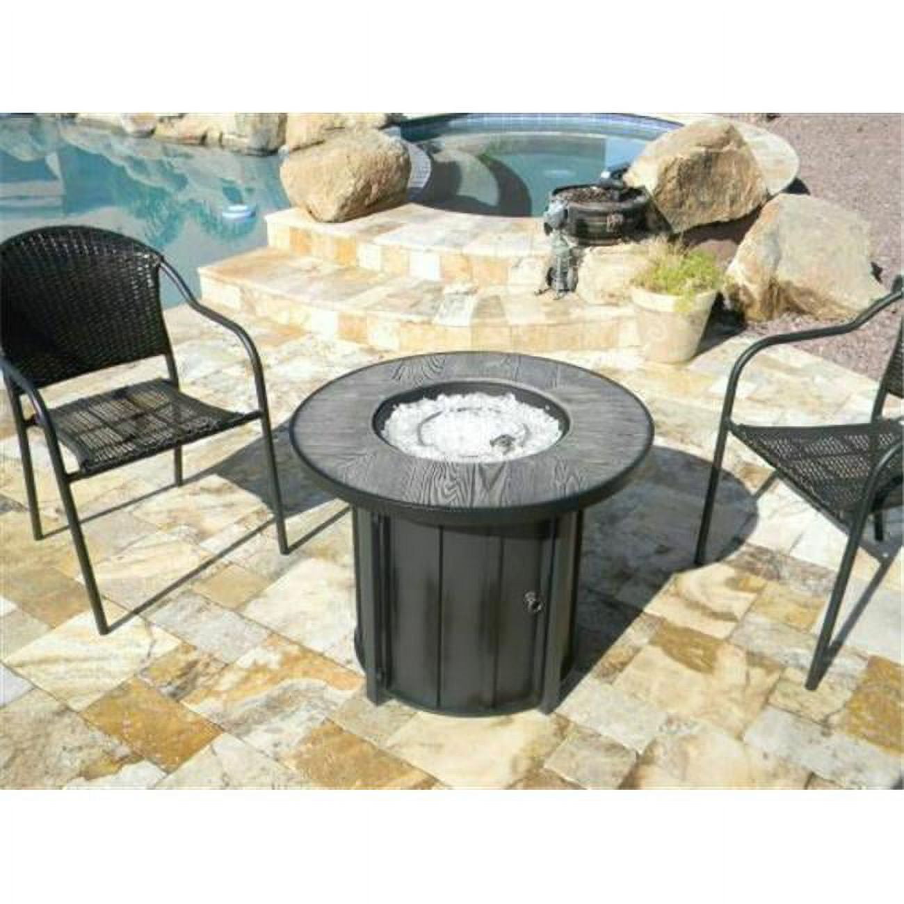 Faux Wood Round Compact Propane Fire Pit - Walmart.com