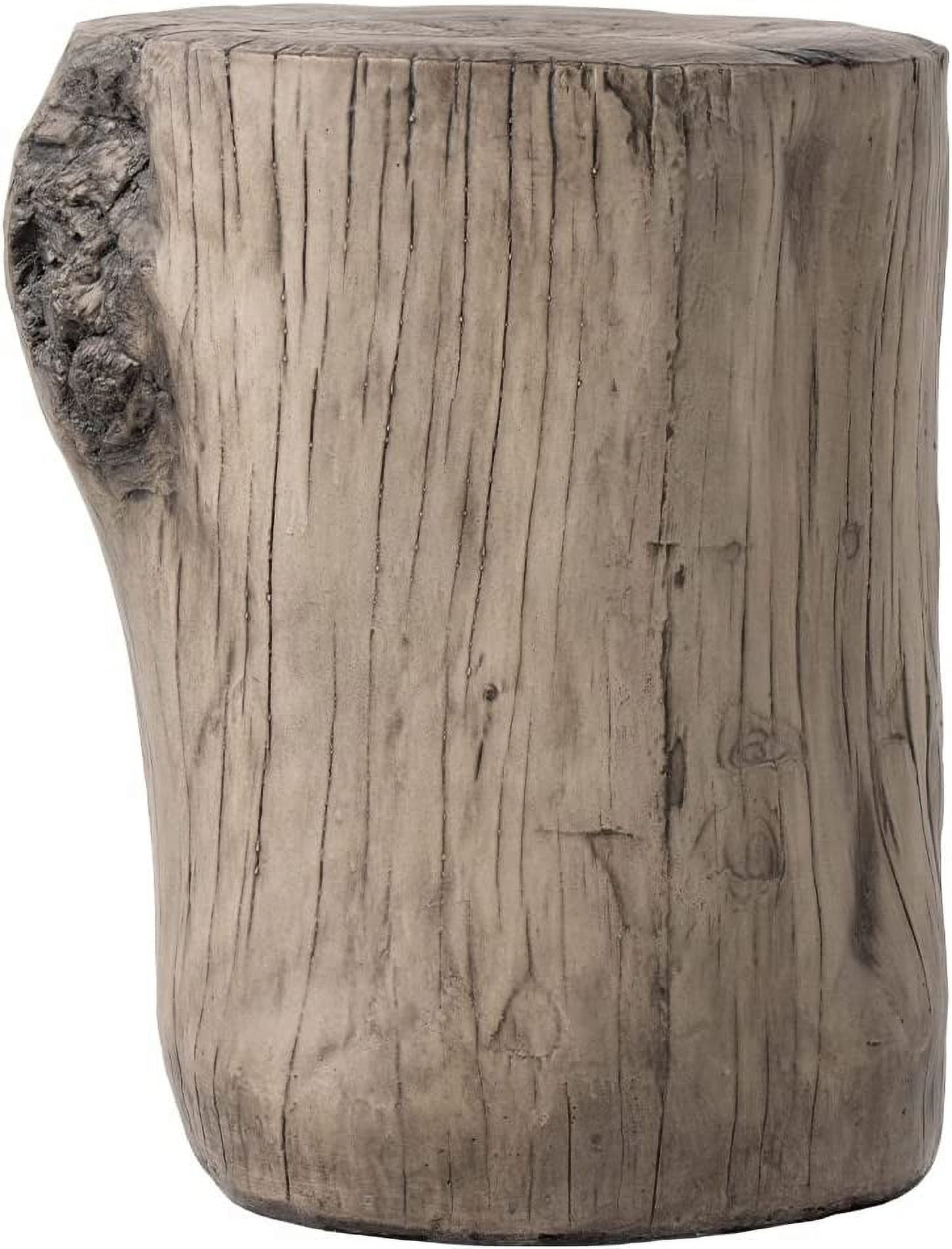 Faux Wood Tree Stump Stool, Round End Table with Antique Gray, Light ...