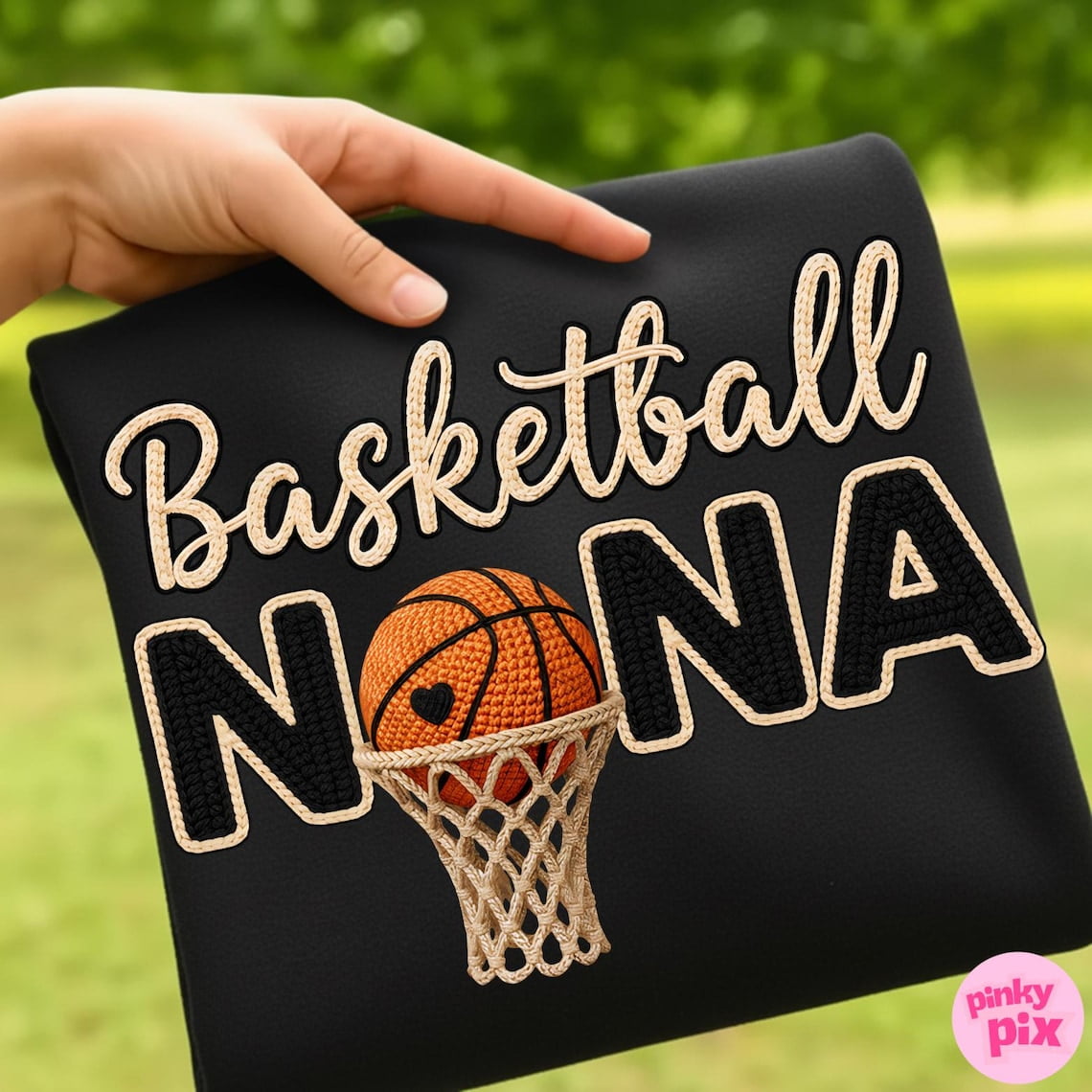 Faux Yarn Basketball Nana : Crochet Game Day Sublimation Design ...