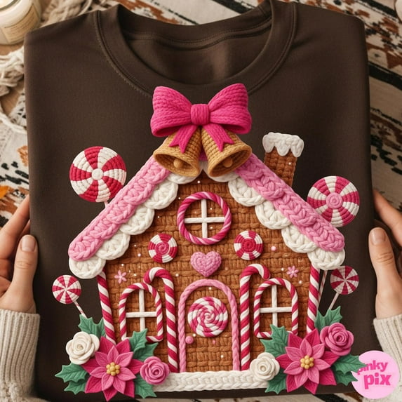 Faux Yarn Crochet Gingerbread House : Coquette Preppy Candy Cane Bow ...