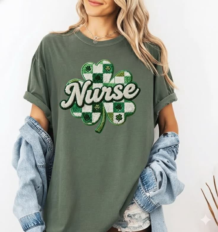 Faux Yarn Lucky Nurse St Patricks Day Shirt Shamrock Clover Graphic ...