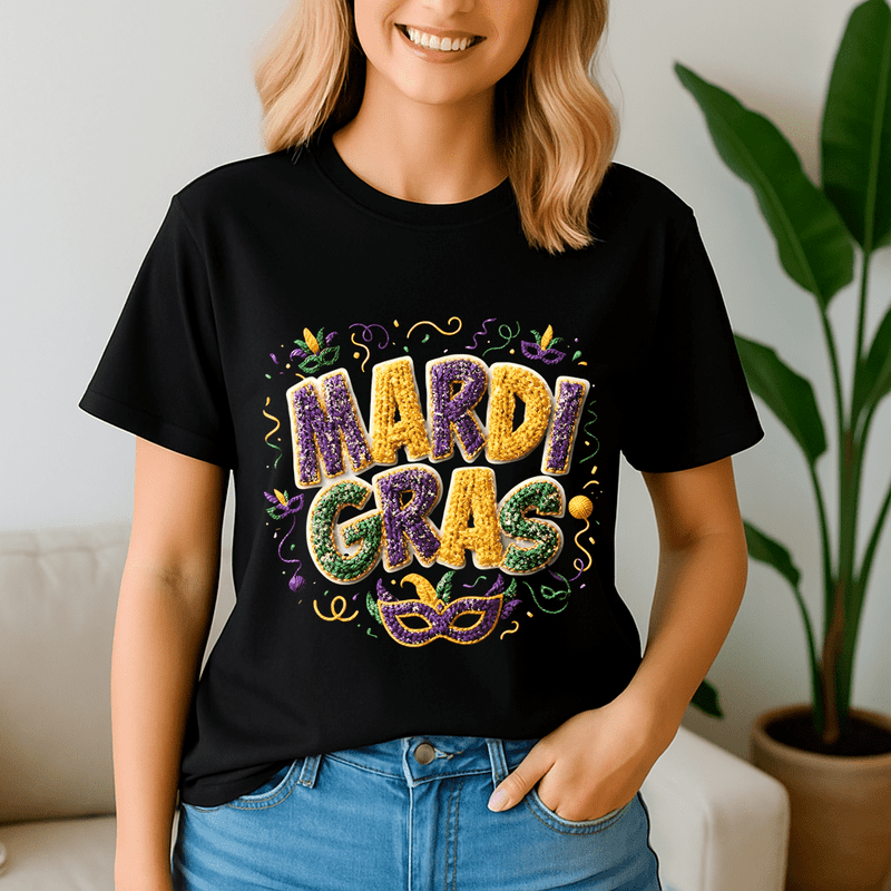 Faux Yarn Mardi Gras, Mardi Gras TShirt, Happy Mardi Gras, Holiday ...