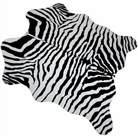 Faux Zebra Print Area Rug 4.5x5.2 Feet Cute Soft Black and White Animal ...