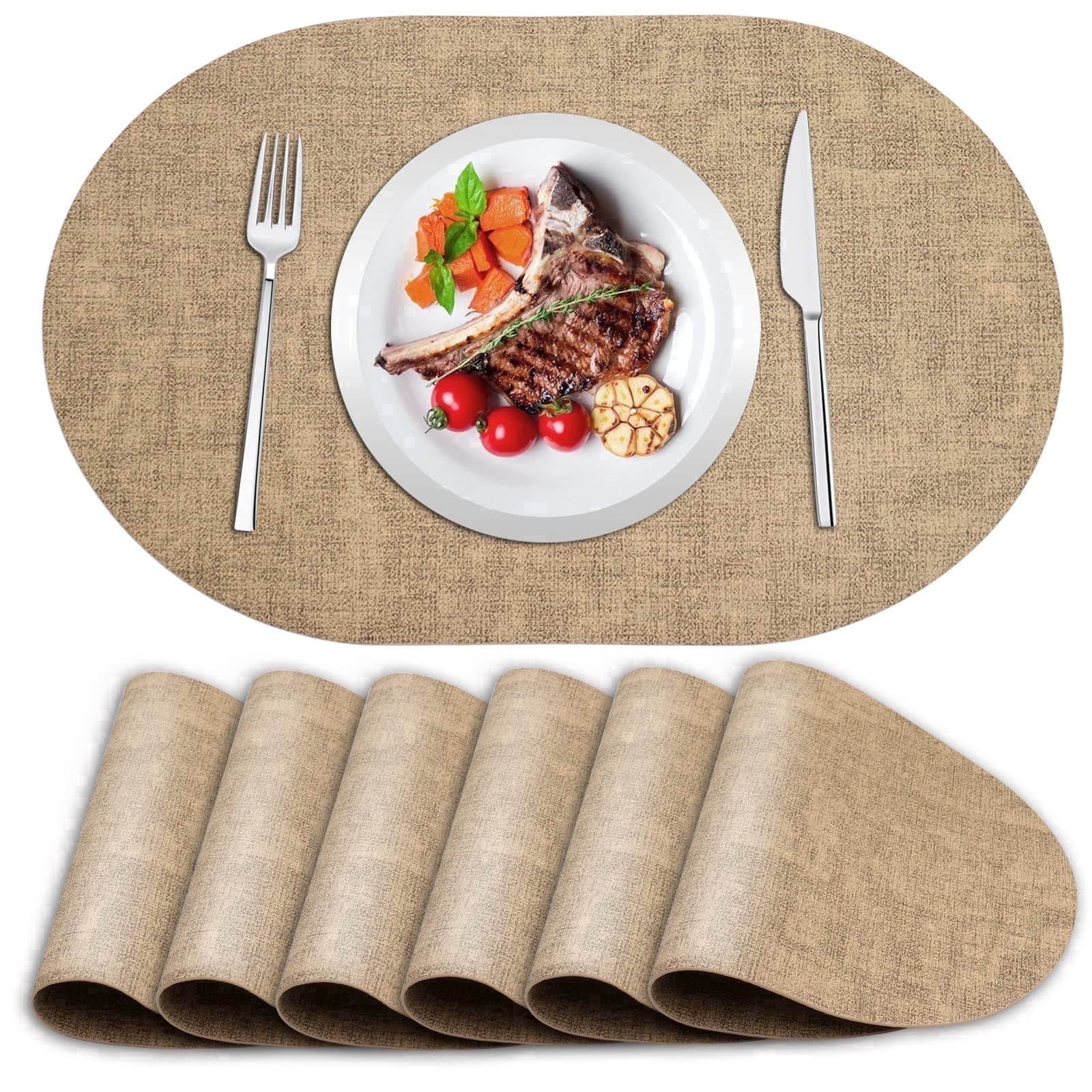 ZHIJYBO Faux Leather Table Place Mats Reversible Double-Sided ...