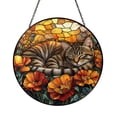 Faux stained glass sunflower and cat design, adorable window hanging ...
