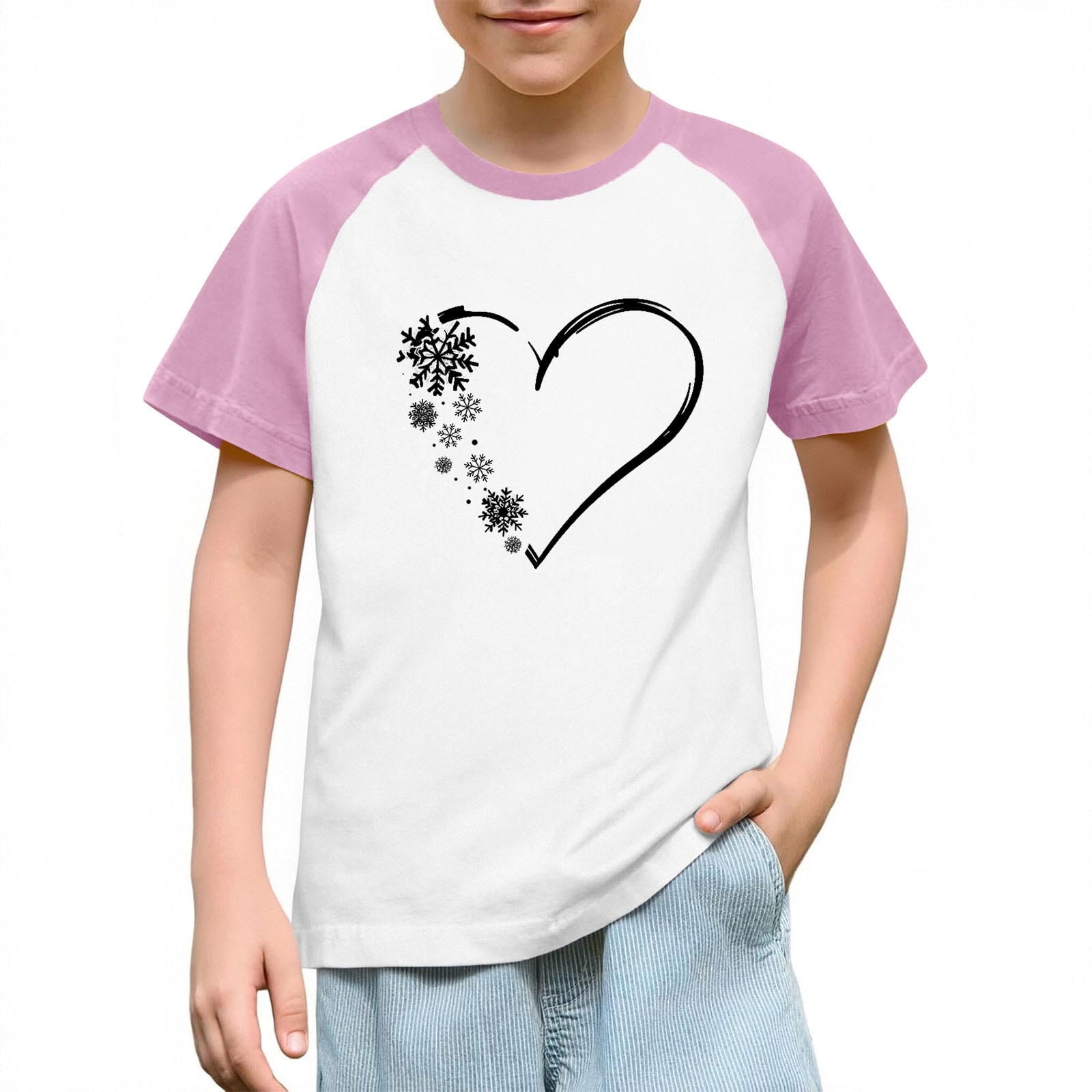 Favoffer Big Kids Unisex Raglan Sleeve Tee Summer Sweet Valentine Print ...