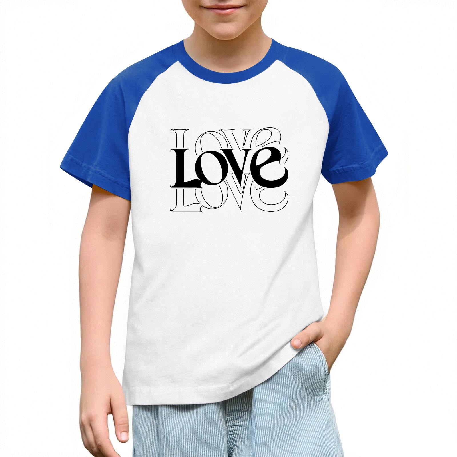 Favoffer Big Kids Unisex Raglan Sleeve Tee Summer Sweet Valentine Print ...