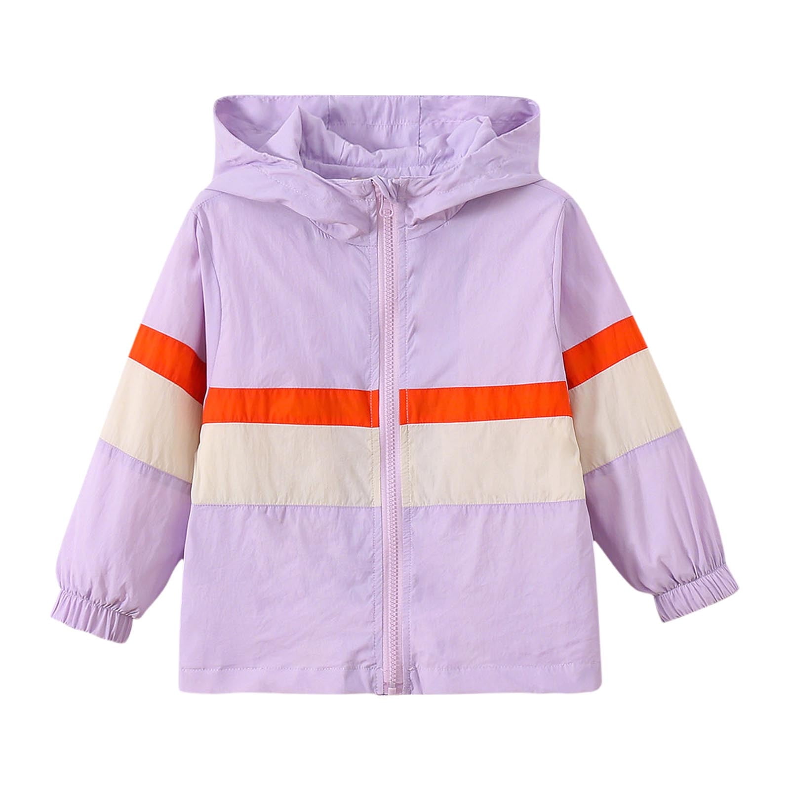 Favoffer Boys Girls Color Block Striped Hooded Trench Fall Zipper ...