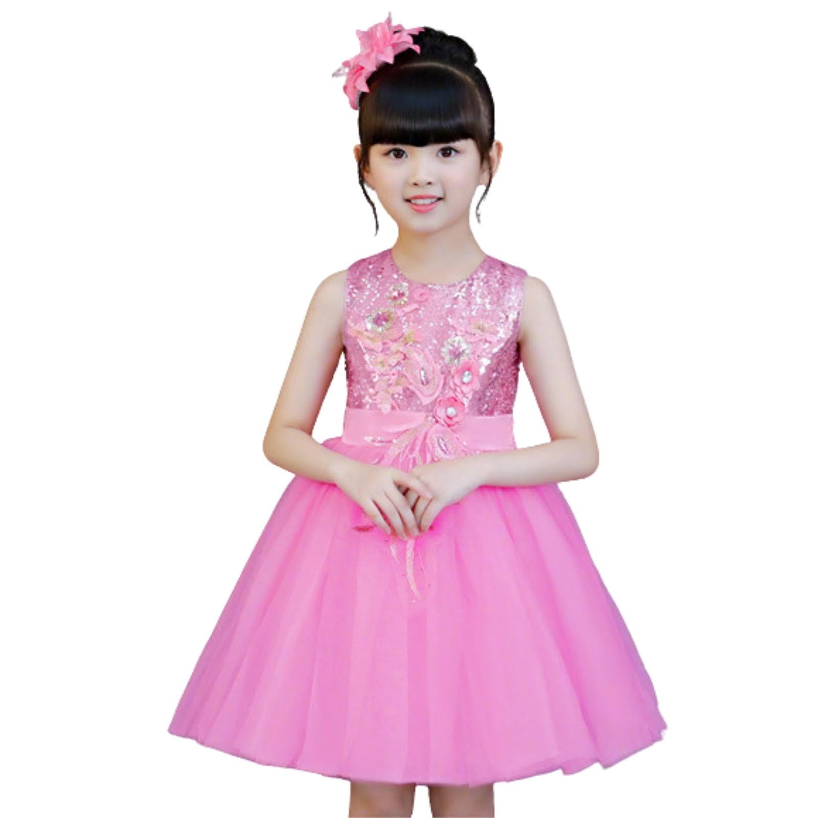 Favoffer Flower Girl Sequin Dress Kids Party Birthday Christmas Dresses ...