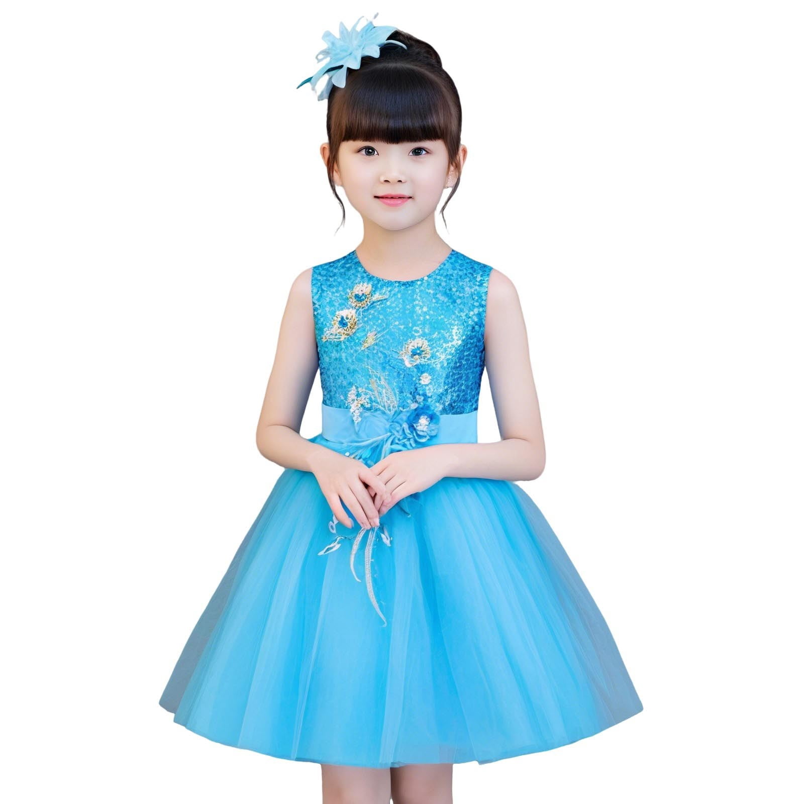Favoffer Flower Girl Sequin Dress Kids Party Birthday Christmas Dresses ...