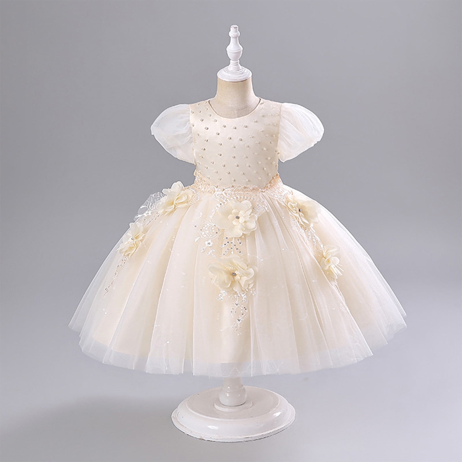 Favoffer Girl Party Dress Bubble Sleeve Princess Birthday Bowknot ...