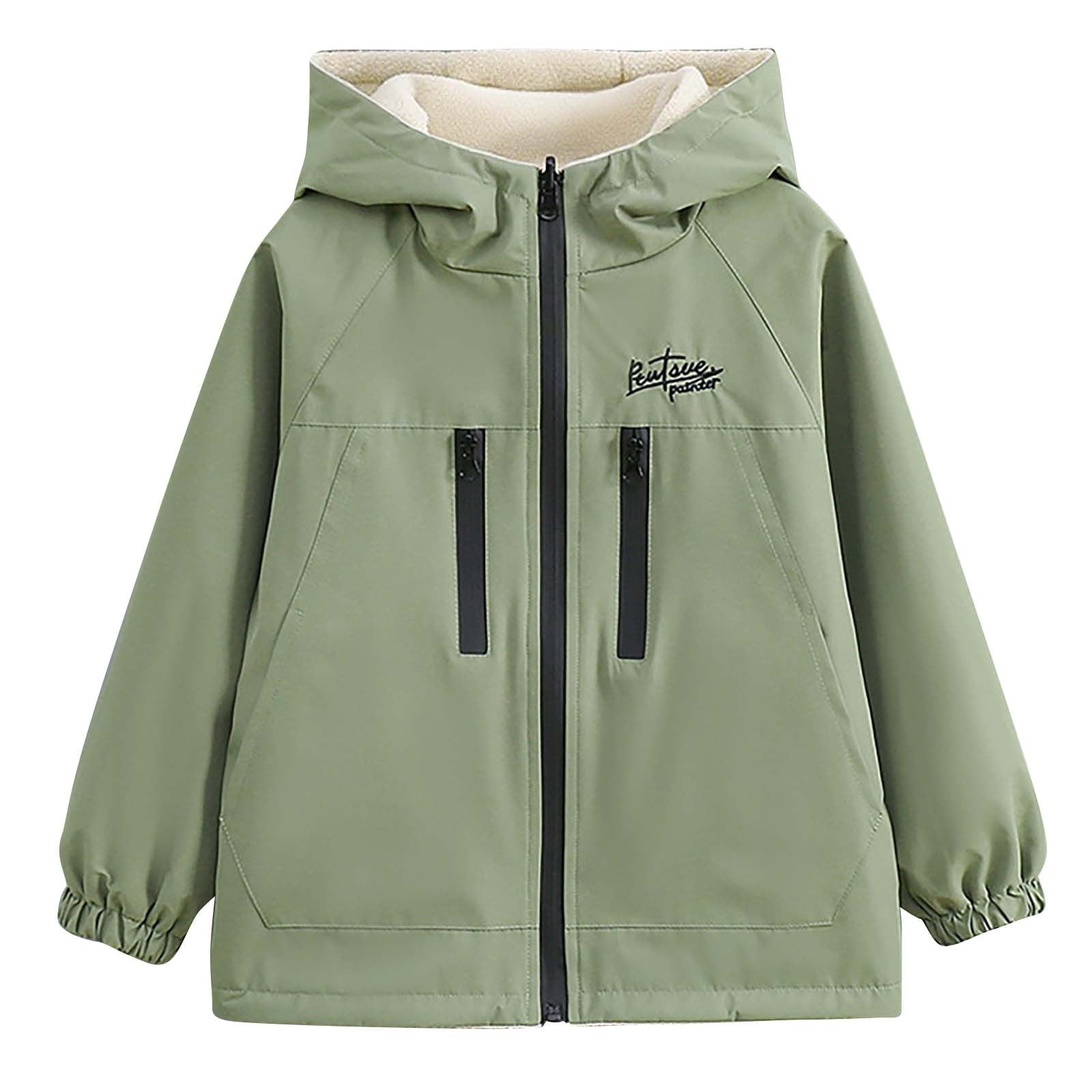 Favoffer Girl's Reversible Waterproof Windbreaker Fleece-Lined Hoodie ...