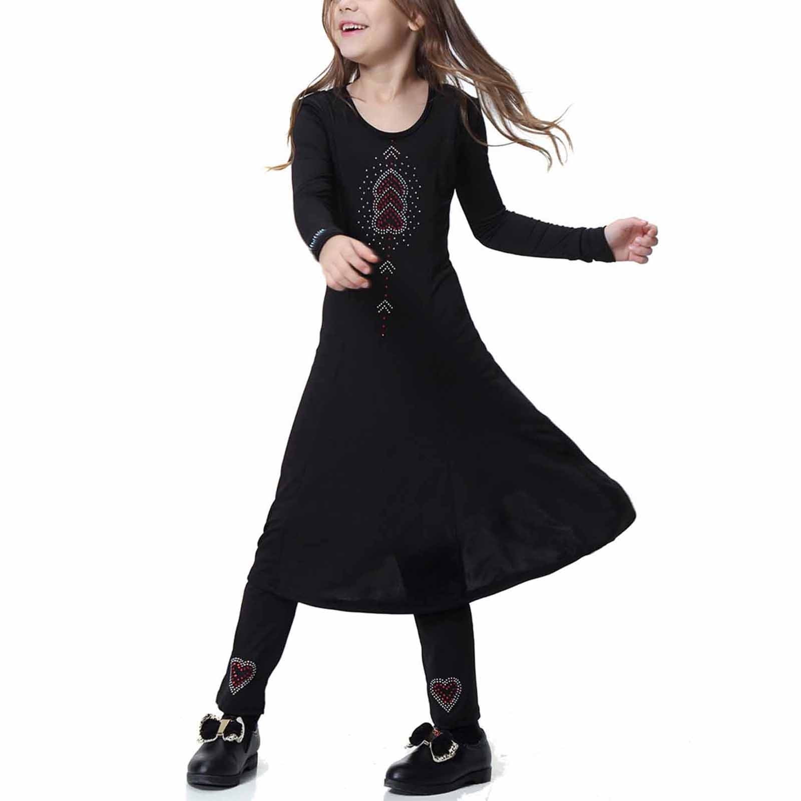 Favoffer Muslim Girl Dress One-Piece for Kids Islamic Kaftan Prayer ...